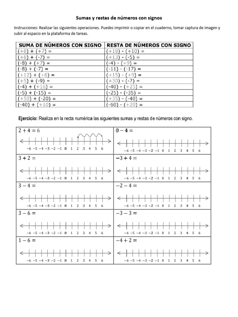 Sumas y Restas de Números Con Signos | PDF