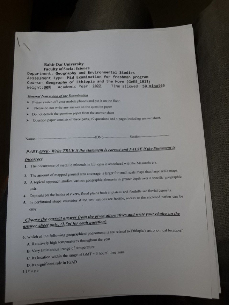 Geography Midterm Exam 22 (BDU) | PDF