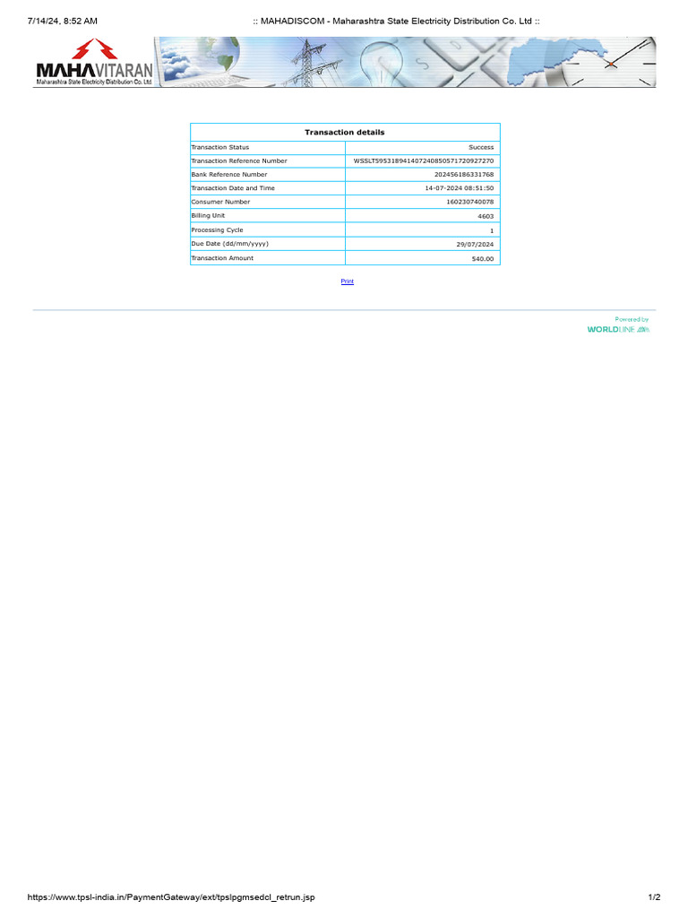 MSEDCL - June Bill 2024 | PDF