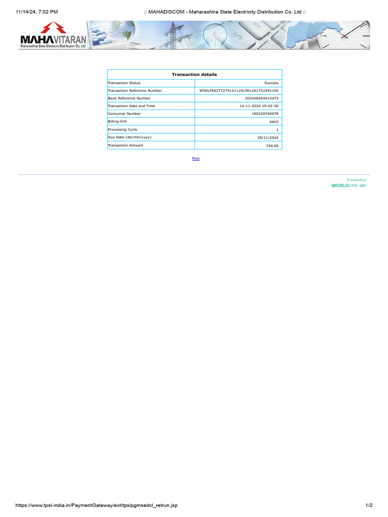 MSDCL - Oct 2024 Receipt | PDF