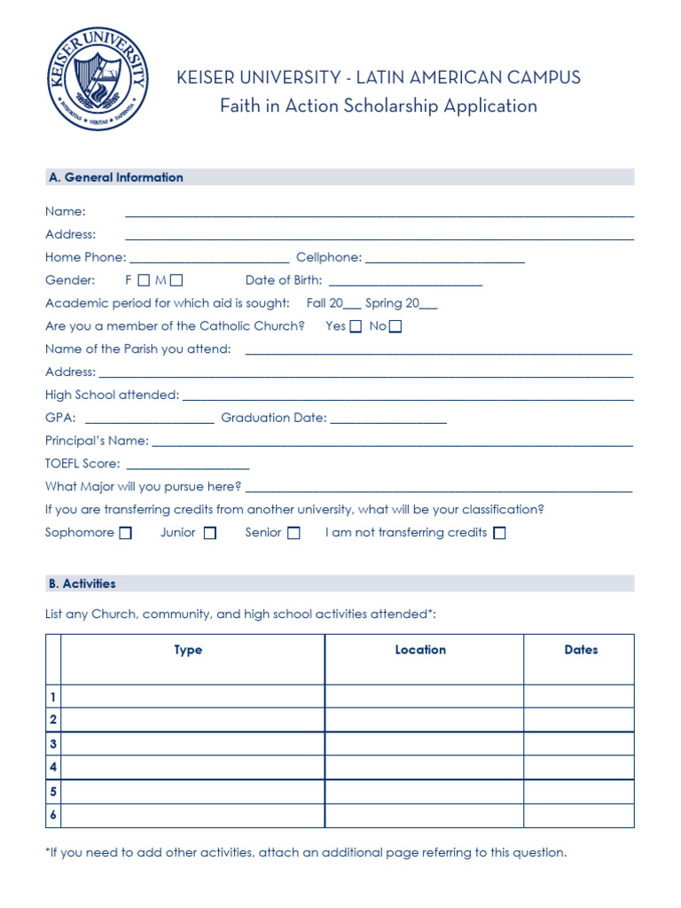 Faith in Action Application Eng - Editable | PDF