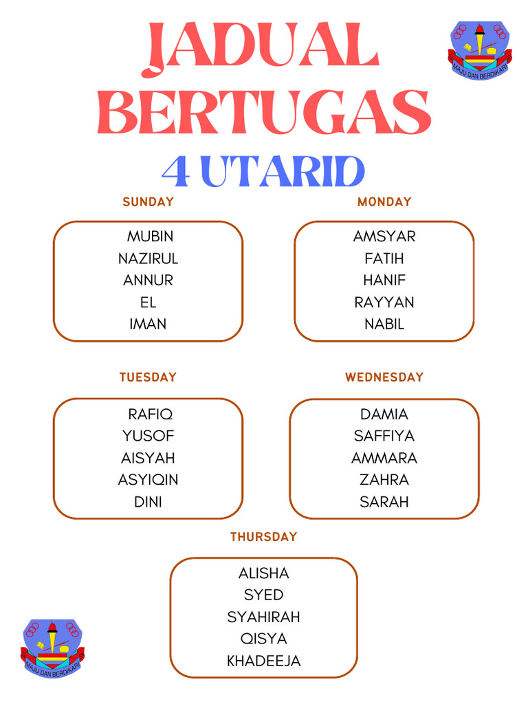 4UT Weekly Duty Schedule | PDF