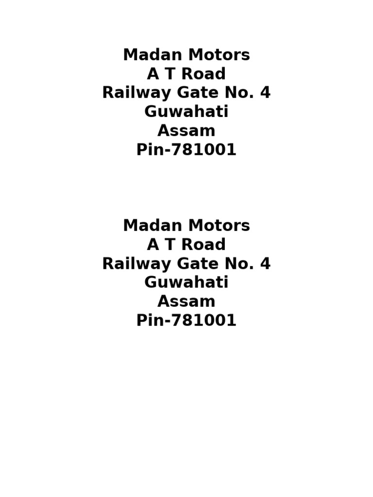 Madan Motors Contact Info | PDF