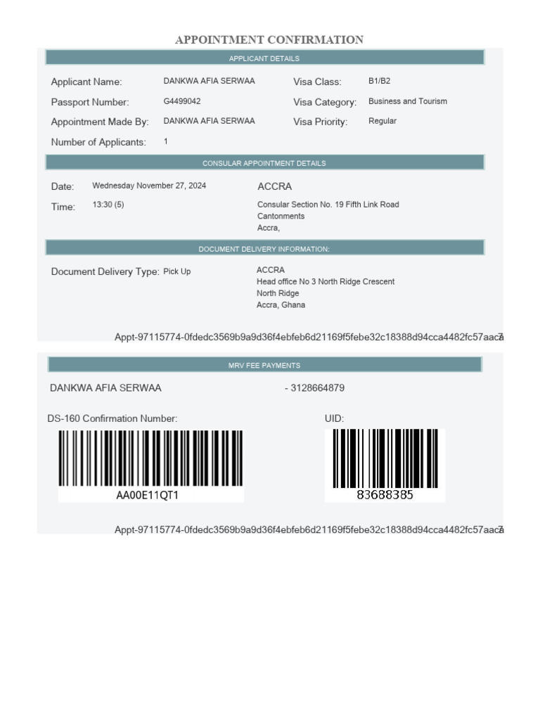 Dankwa Serwaa Appointment Confirmation Letter | PDF | Travel Visa