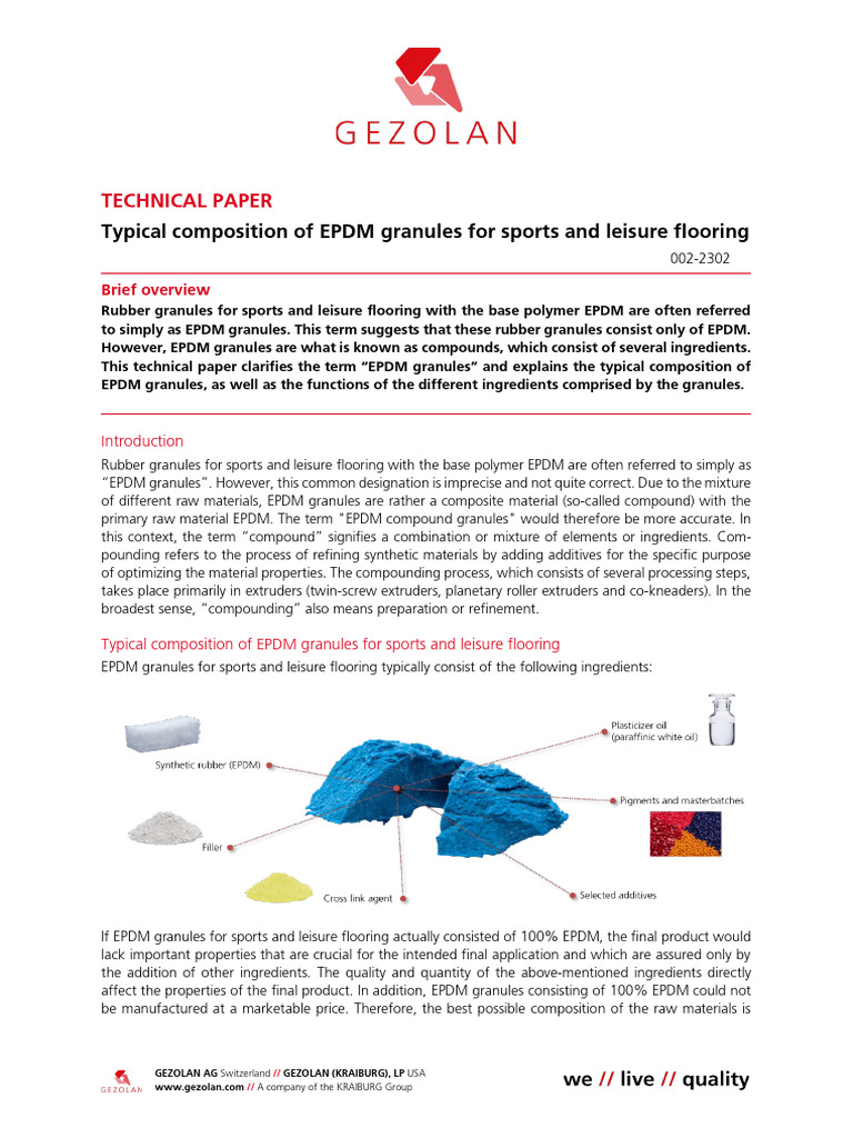 EPDM Granules Composition for Flooring | PDF | Cross Link | Polymers