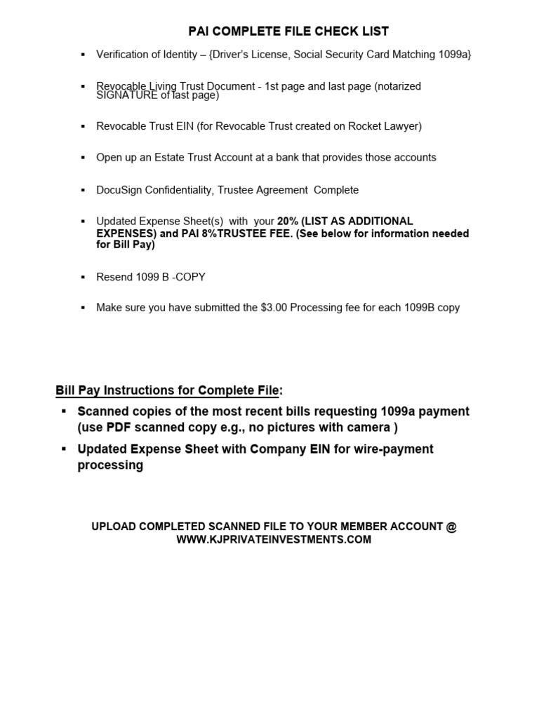 File Check List October - Bill Pay | PDF