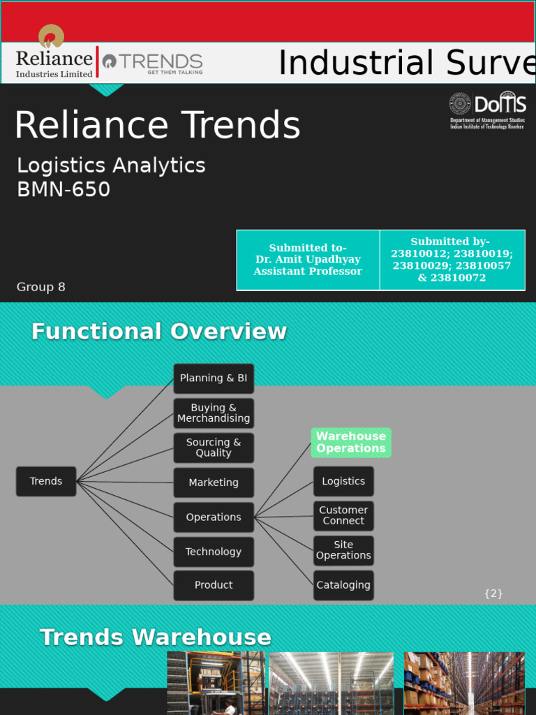 Reliance Trends Logistics Overview | PDF | Warehouse | Inventory