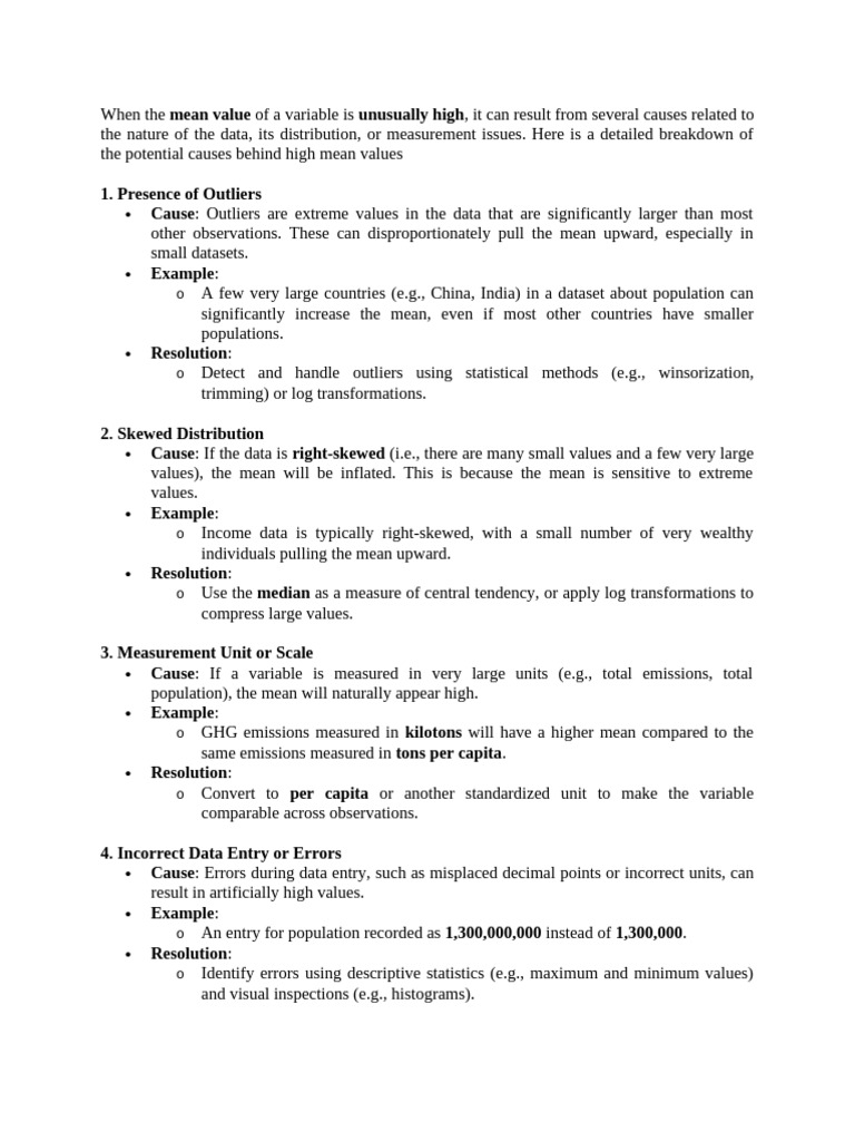 When The Mean Value of A Variable Is Unusually High | PDF | Mean | Skewness