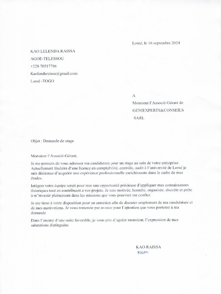 Demande de Stage | PDF