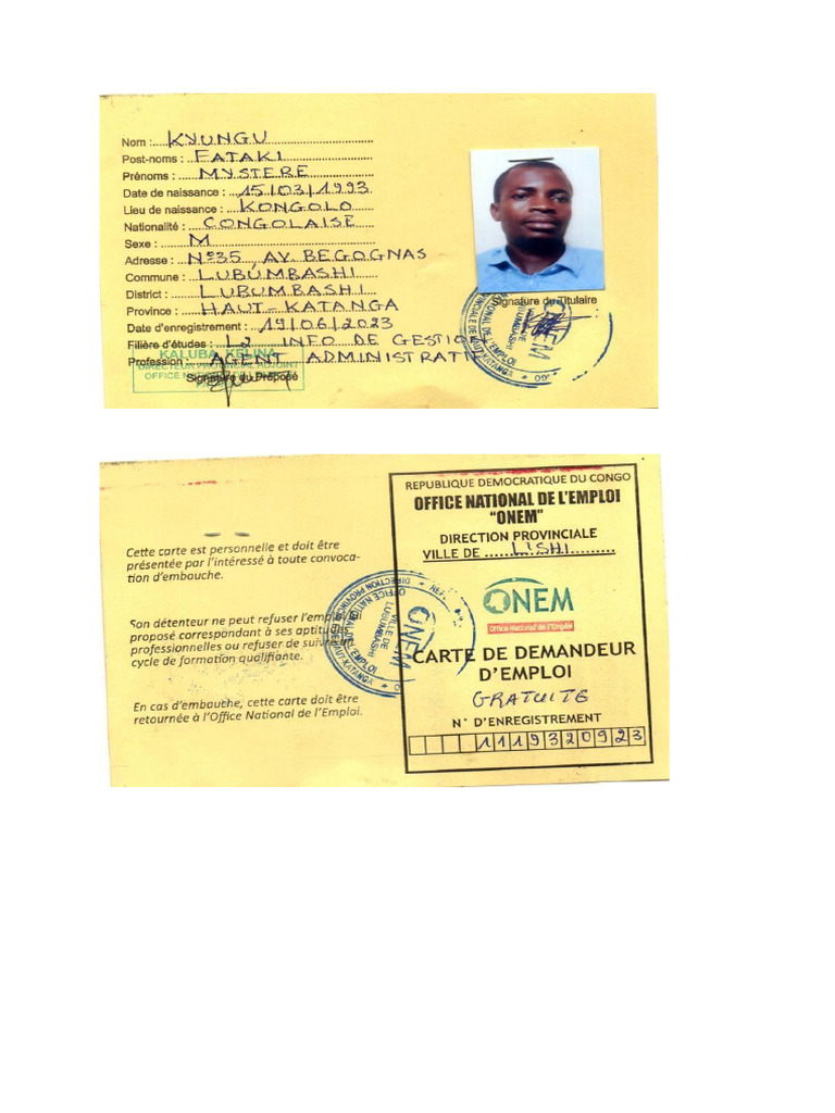 La Carte ONEM - 042608 | PDF