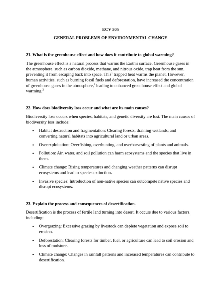 Ecv 505 General Problems of Environmental Change | PDF | Ozone ...