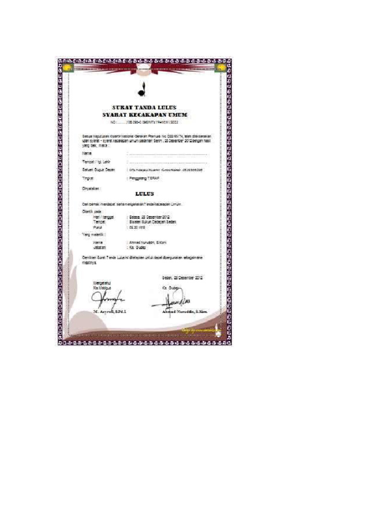 Contoh Kelulusan Sku | PDF