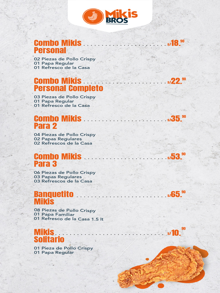 Menú de Combos y Complementos Mikis | PDF | Alimentos | Cocina