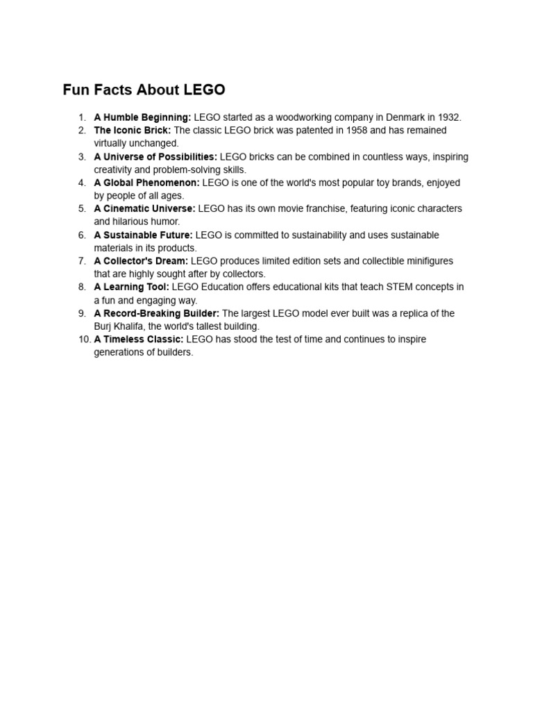 Lego Fun Facts | PDF