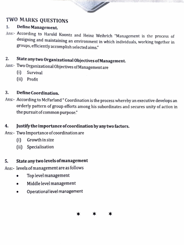 Two Marks Mid Term | PDF | Leadership | Communication