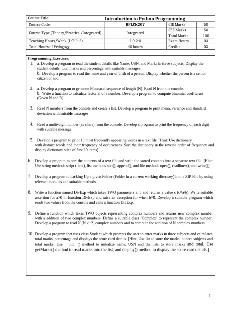 Python Programming Course Overview | PDF | Directory (Computing ...