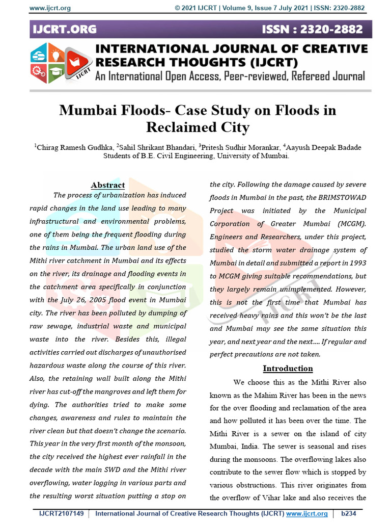 Mumbai Floods - Case Study | PDF | Hydrography | Environmental Technology