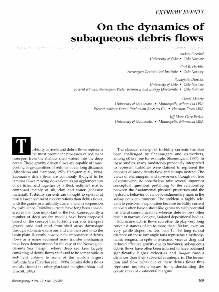 On The Dynamics of Subaqueous Debris Flows | PDF | Fluid Dynamics ...