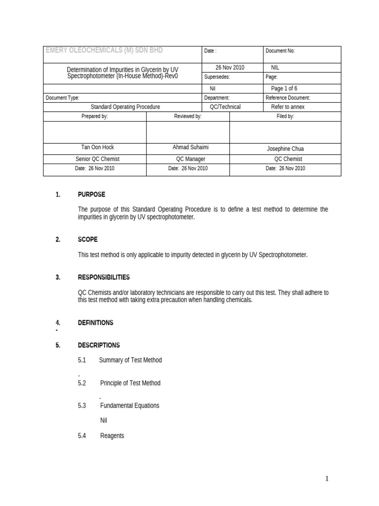 UV Determination of Impurities in Glycerin | PDF | Spectrophotometry ...