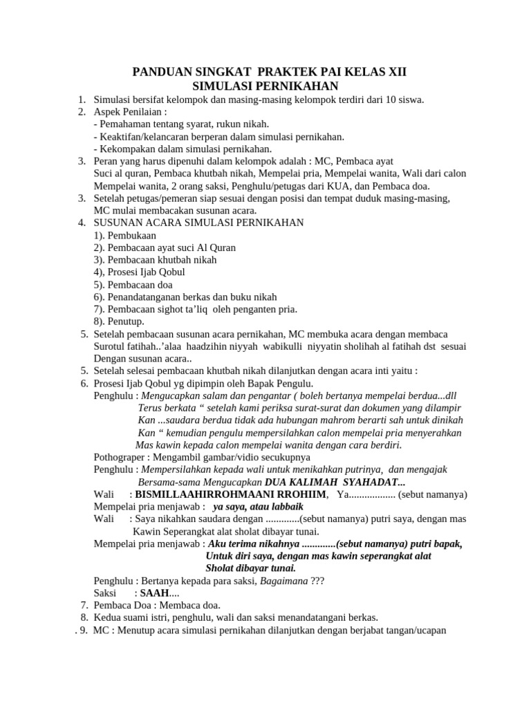 Panduan Simulasi Pernikahan | PDF