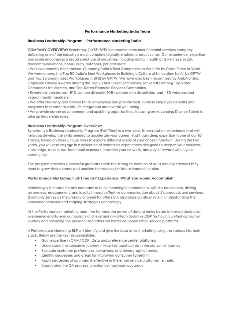 BLP-Performance Marketing | PDF | Marketing | Consumer Behaviour