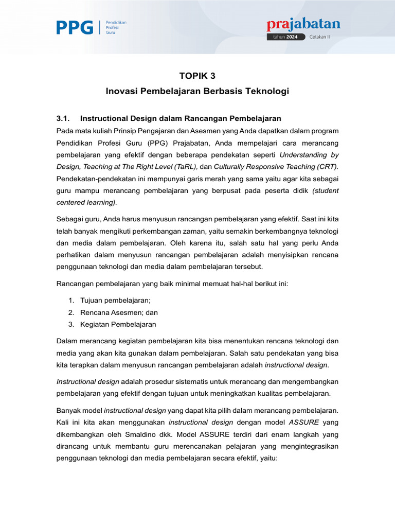 Topik 3 - Inovasi Pembelajaran Berbasis Teknologi | PDF