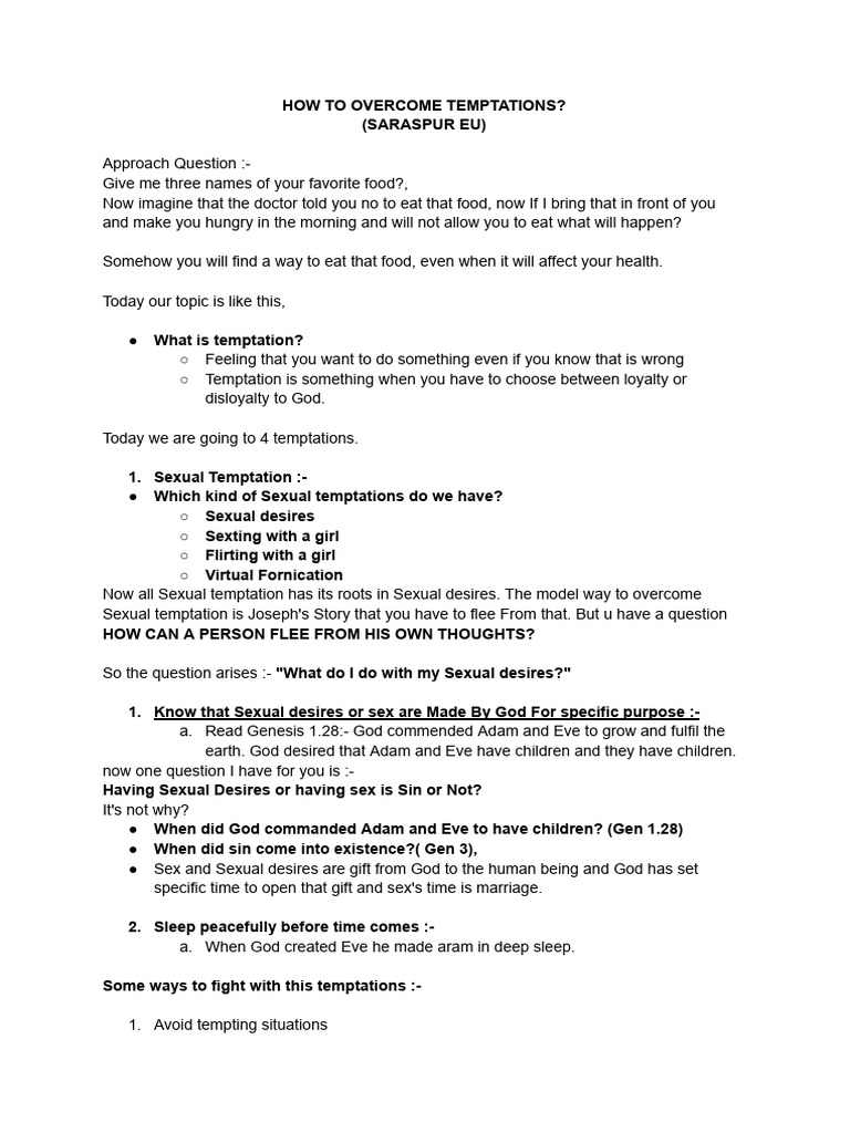 Overcoming Temptations Biblically | PDF