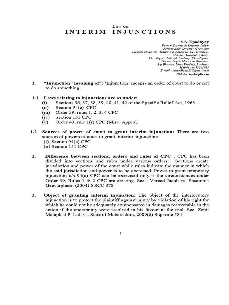 Interim Injunctions | PDF | Injunction | Lawsuit