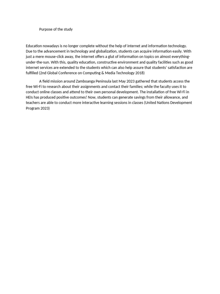 Purpose of The Study | PDF