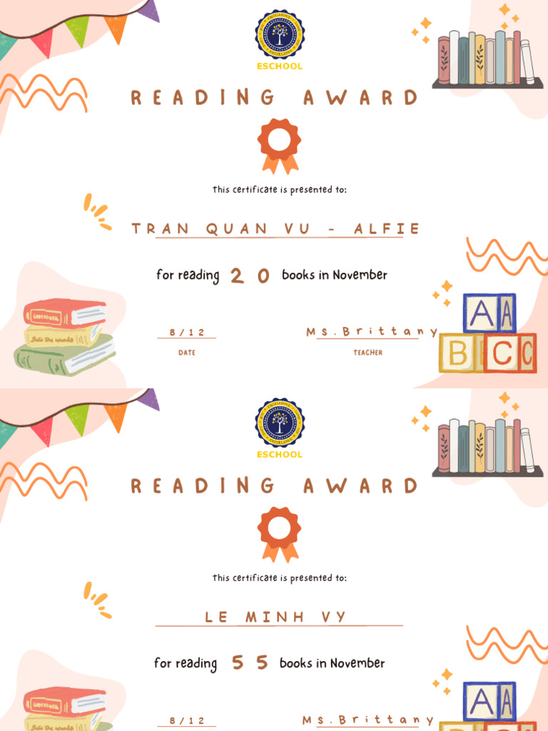 Reading Award Certificate | PDF