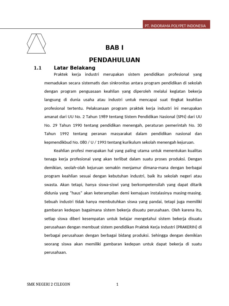 Praktek Kerja di PT Indorama Polypet | PDF