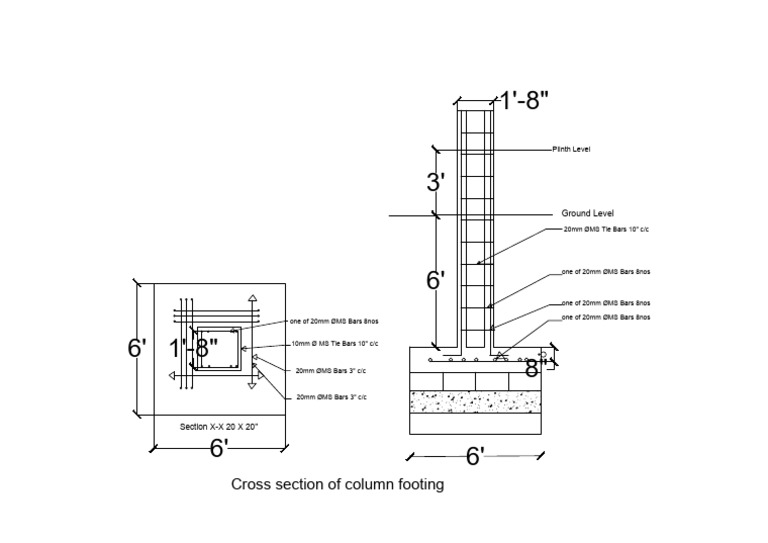 Column Footing Cross Section Details | PDF