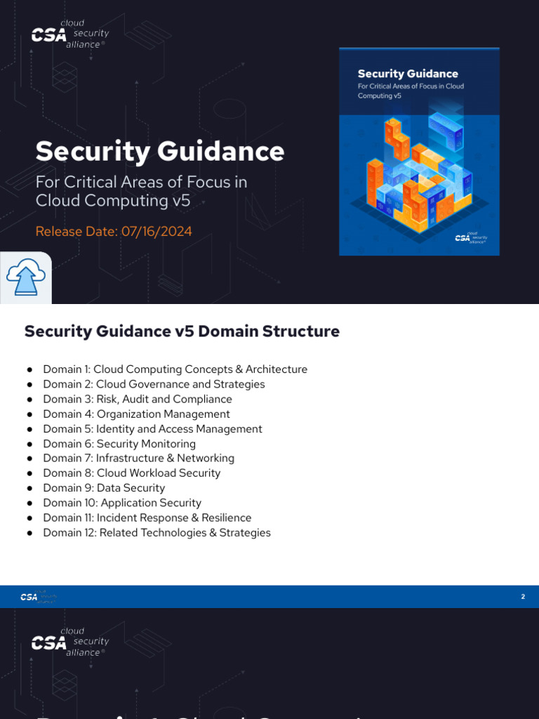 Security Guidance For Critical Areas of Focus in Cloud Computing v5 Release Presentation | PDF ...