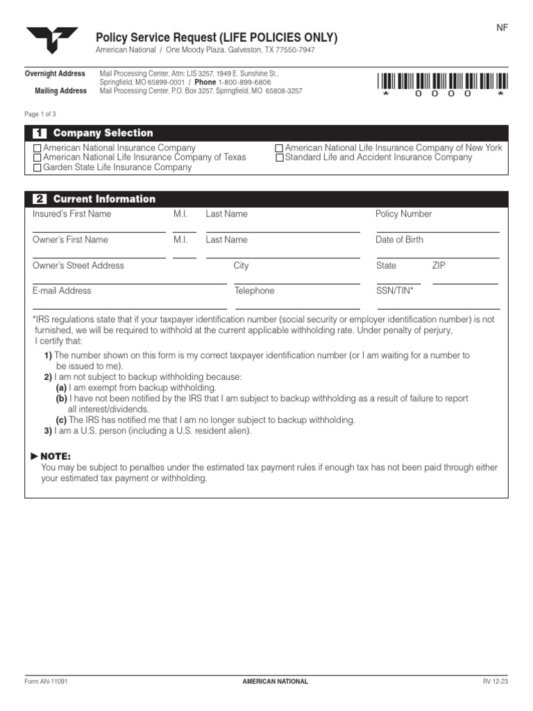 Life Insurance Policy Service Form | PDF | Dividend | Insurance