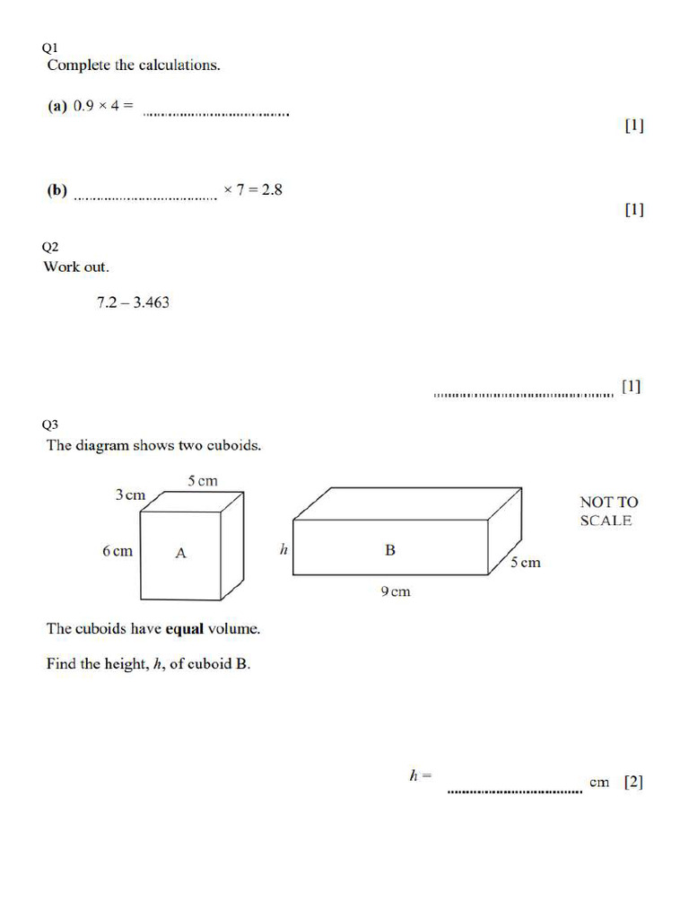Year 7 Maths Test | PDF