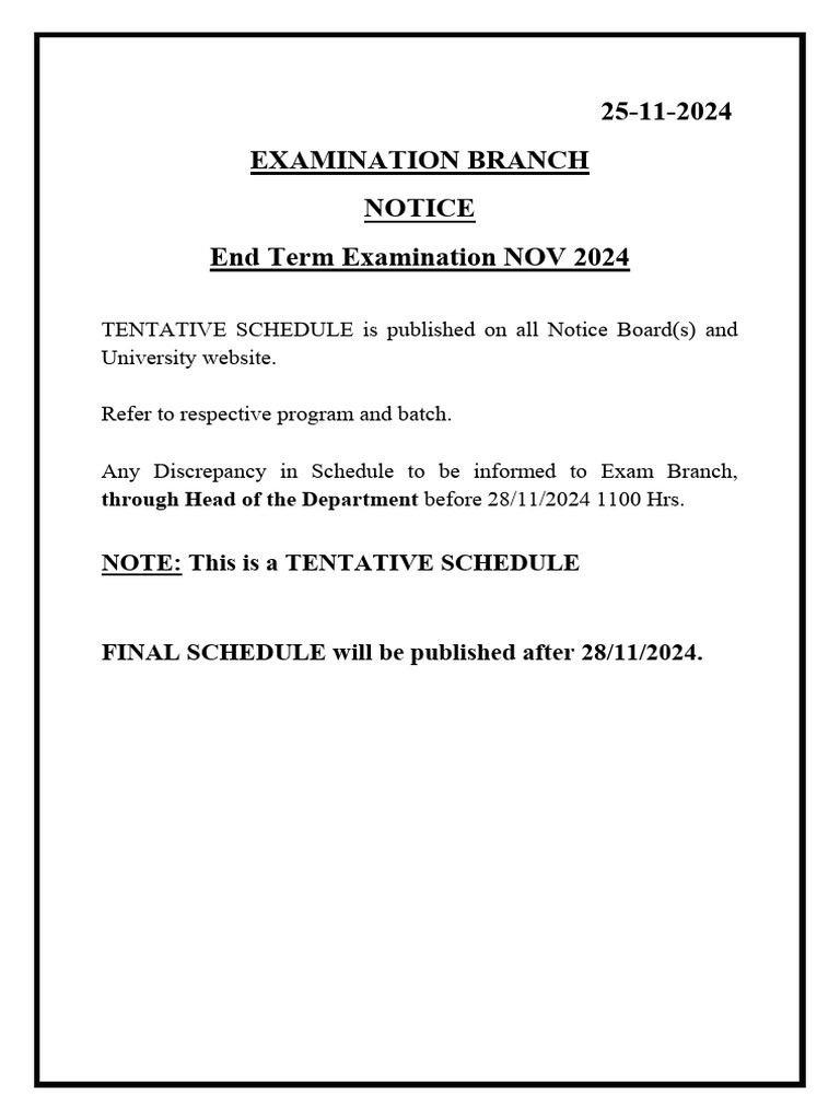 Tentative Schedule Nov 2024 1 3 5 7 9 | PDF | Accounting | Operating System