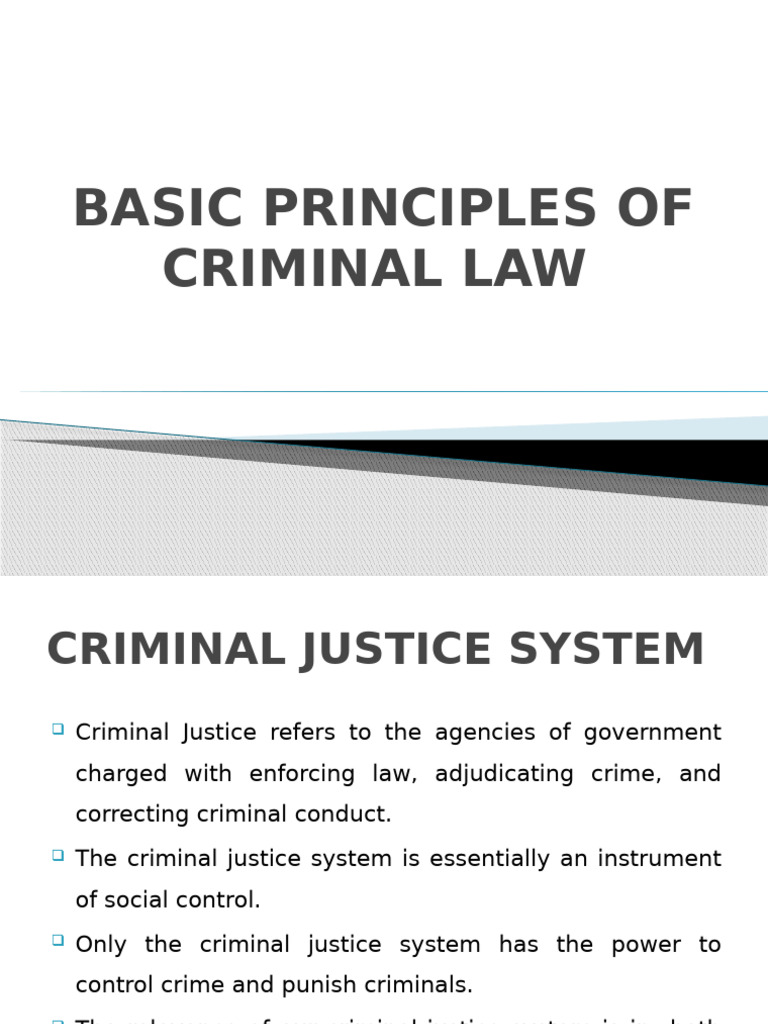 Basic Principles of Criminal Law | PDF | Bail | Plea Bargain