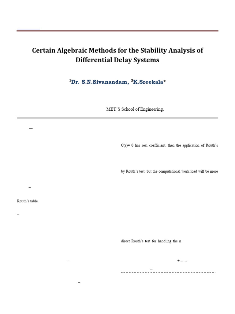 iJARS DIFF DELAY | PDF | Stability Theory | Complex Number
