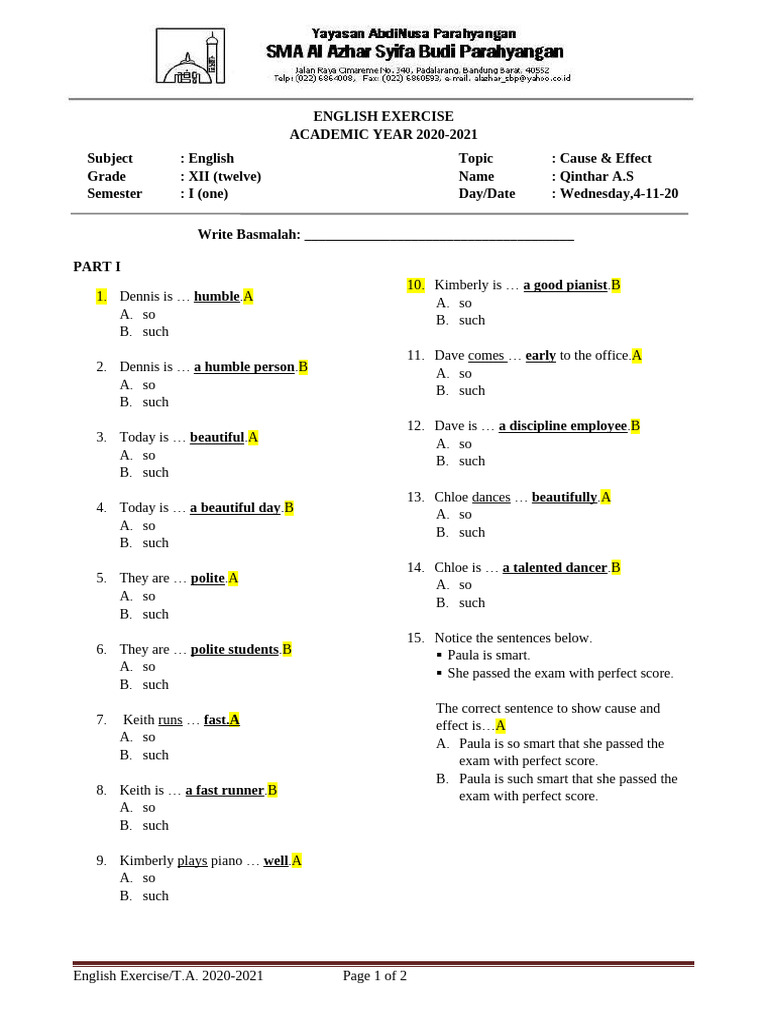 EXERCISE1 CAUSEANDEFFECTdocx | PDF