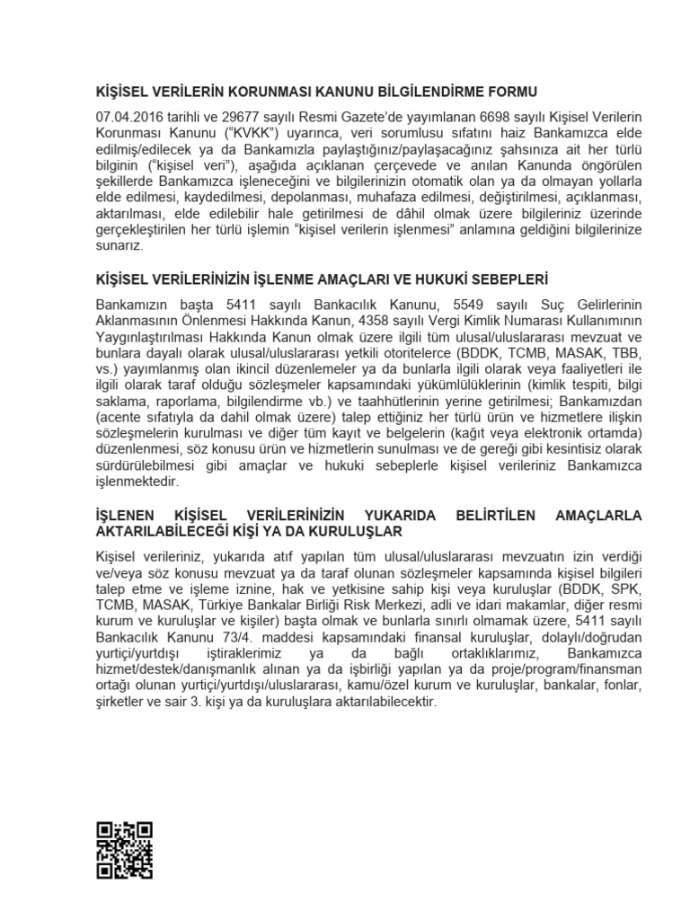 KVKK Bilgilendirme Formu | PDF