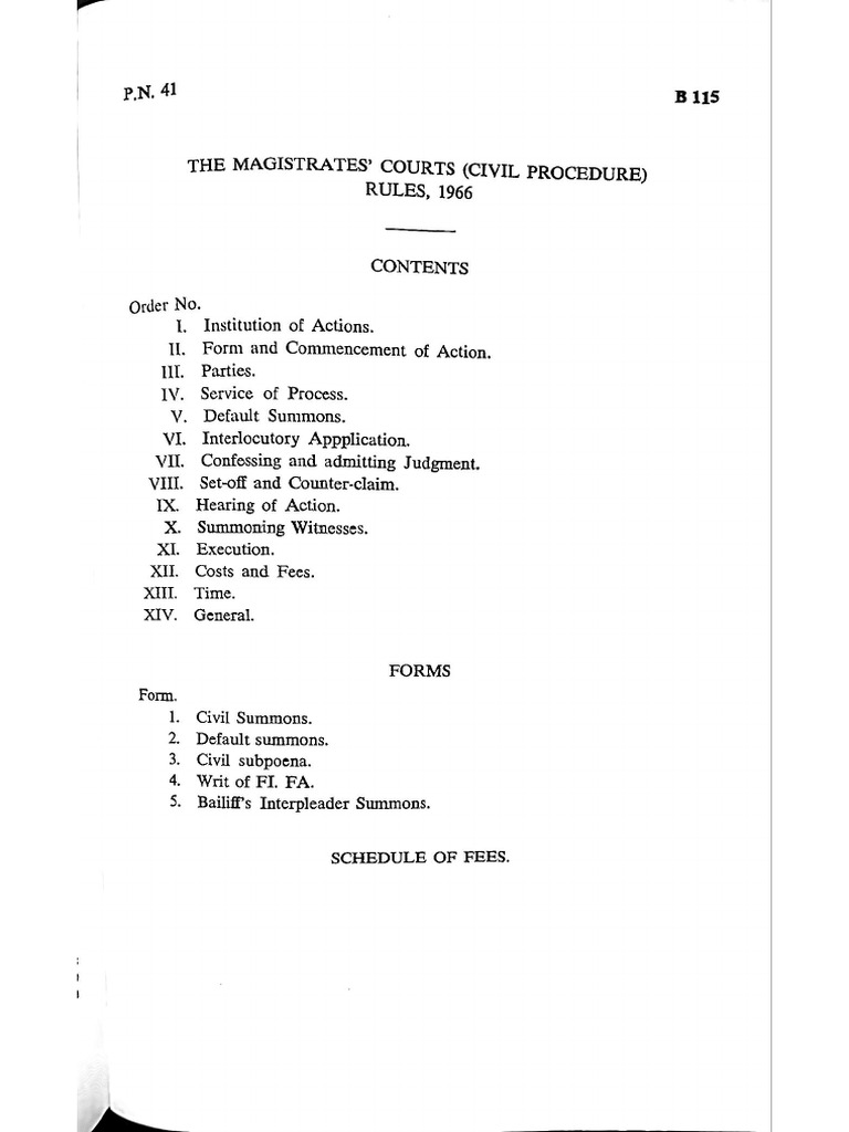 Magistrates' Court (Civil Procedure) Rules 1966 | PDF