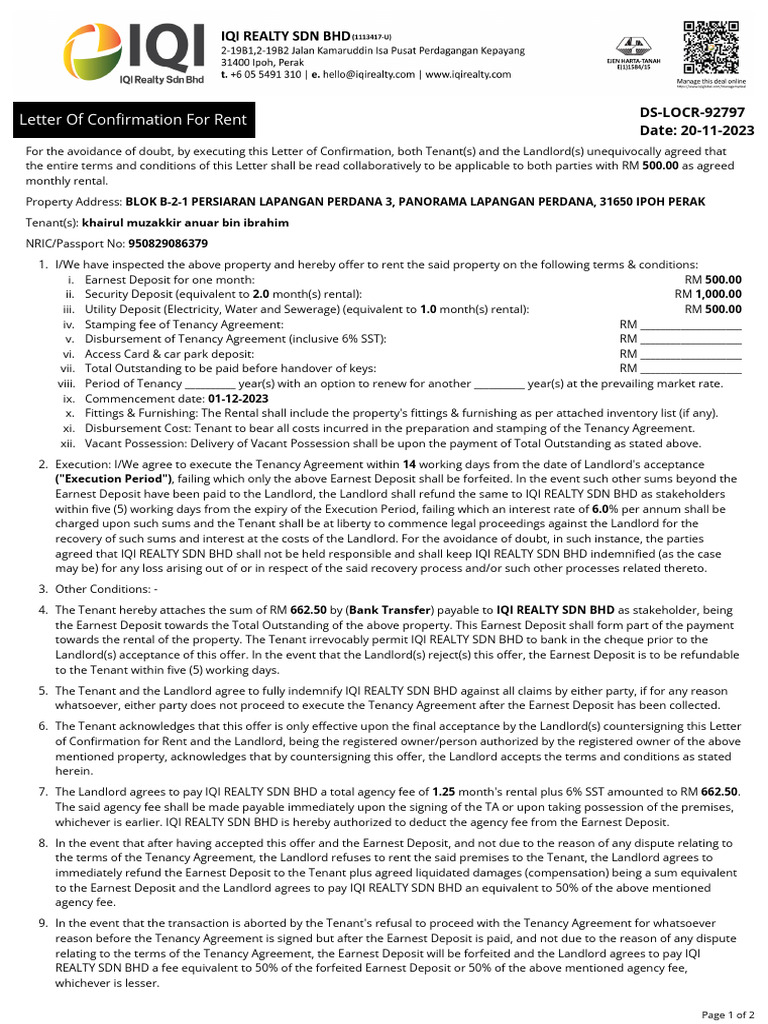 IQI Booking Form | PDF | Leasehold Estate | Landlord