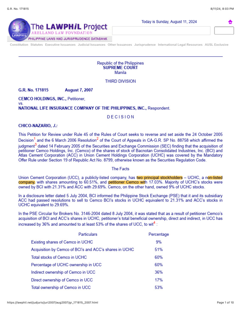 2-1 Case G.R. No. 171815 | PDF | Securities (Finance) | Complaint