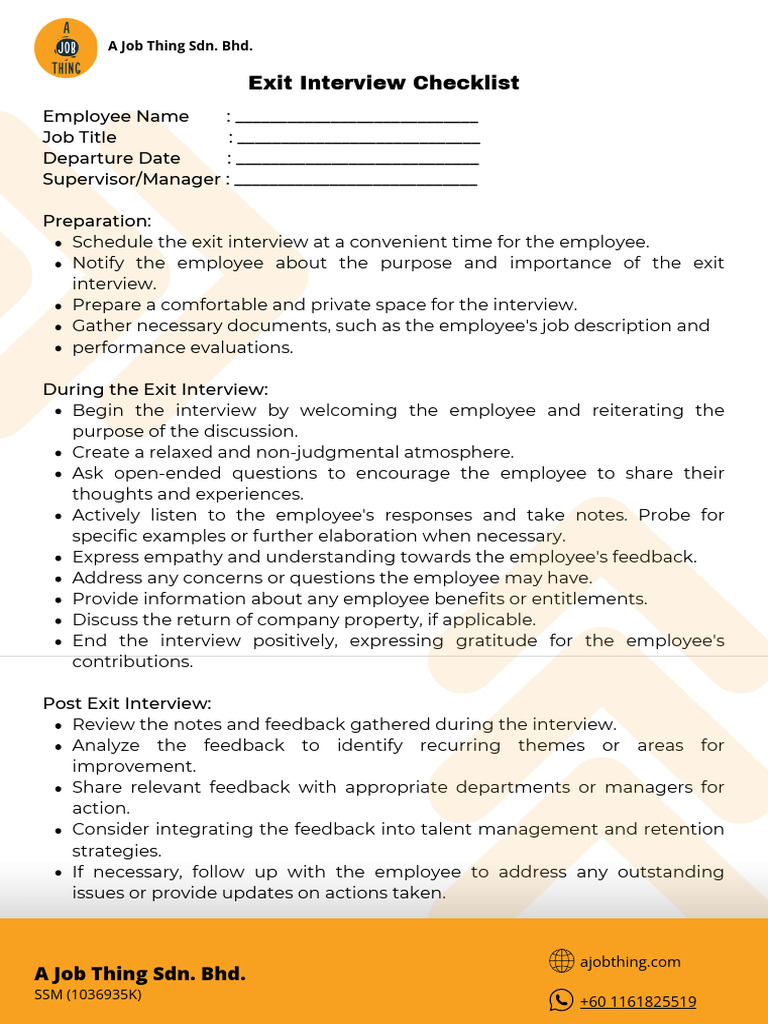 Exit Interview Checklist | PDF