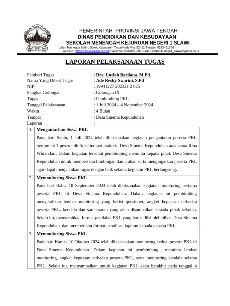 Lap PKL 2024 Kepunduhan - Ade | PDF