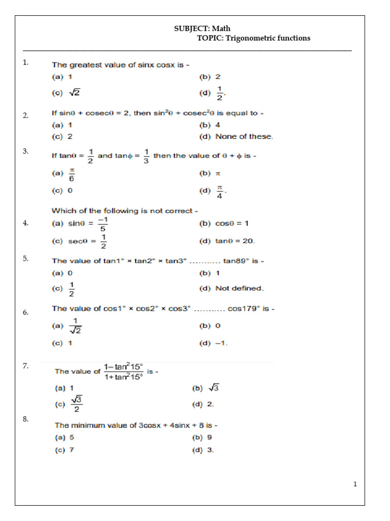 G11-Trigonometric Functions - New | PDF