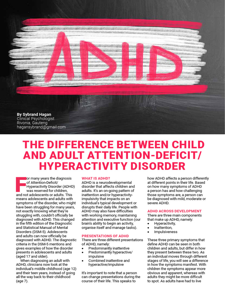 ADHD in Children Vs Adults | PDF | Attention Deficit Hyperactivity ...