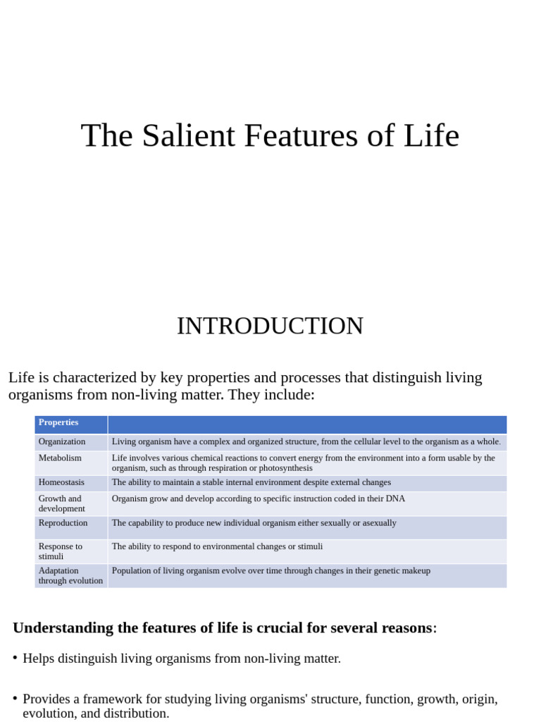 The Salient Features of Life | PDF | Cell (Biology) | Life