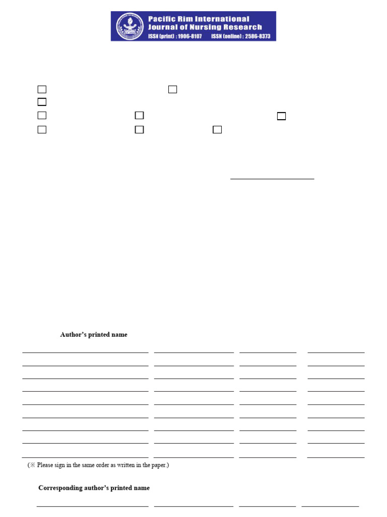 Agreement Form Journal Pacific RIM | PDF