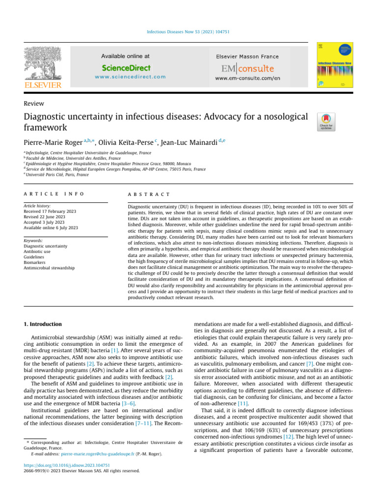 Diagnostic Uncertainty in Infectious Diseases | PDF | Sepsis | Infection